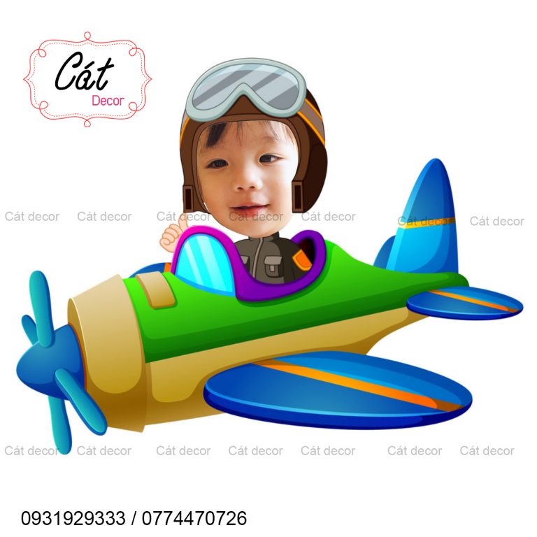 Chibi bé trai và Máy bay - Cát Decor Trang trí sinh nhật Đà Nẵng