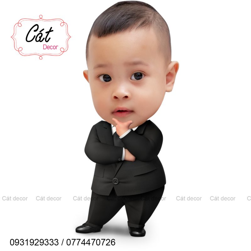 Chibi bé trai và Máy bay - Cát Decor Trang trí sinh nhật Đà Nẵng